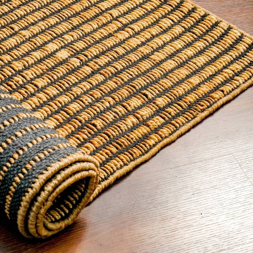 Black And Natural Modern Jute Rug