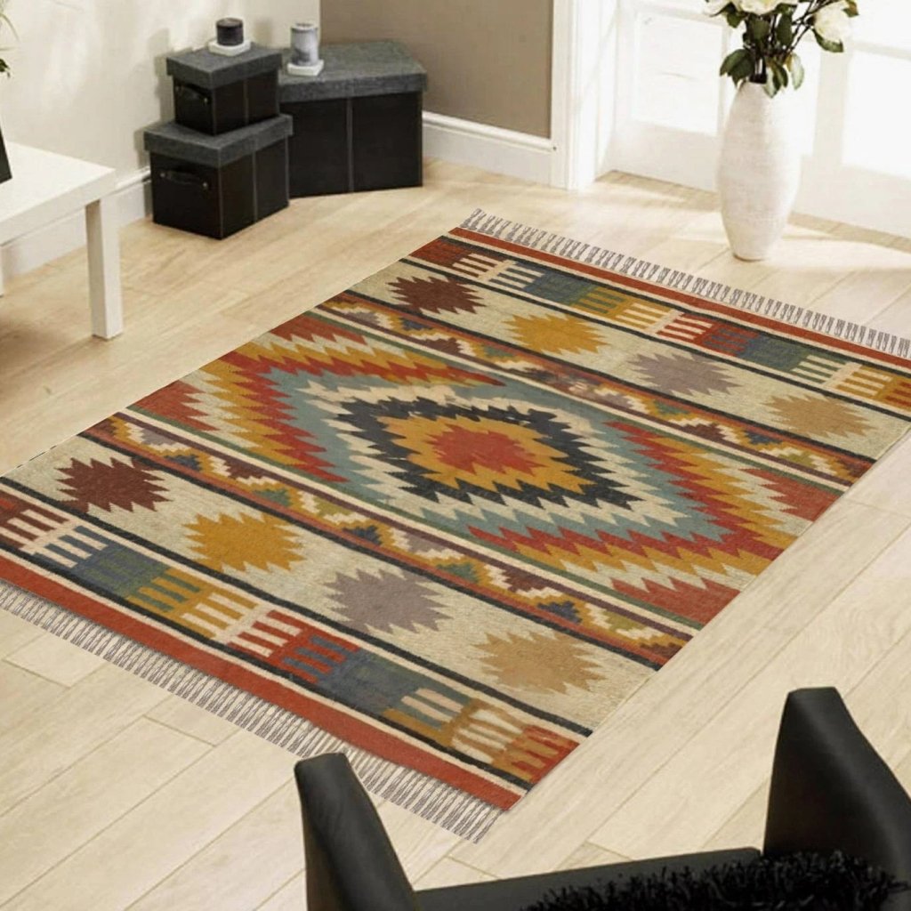 Multi Colored Southwestern Kilim Jute Rugs