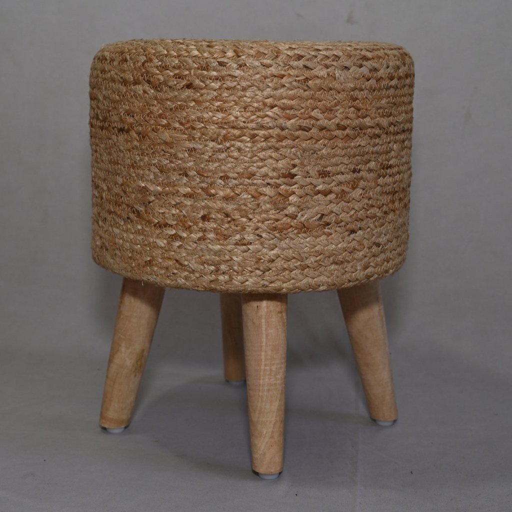 Natural Braided Jute Ottoman