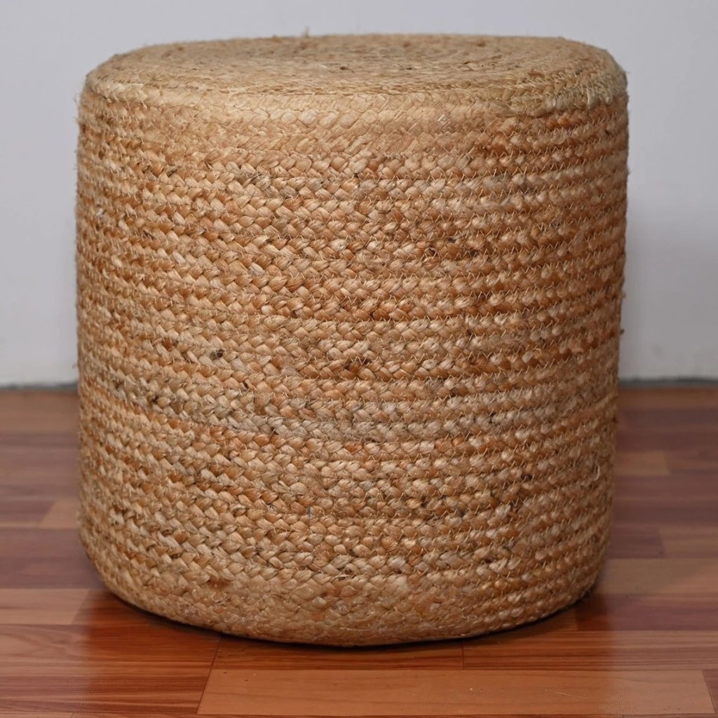 Natural Braided Jute Pouf Ottoman