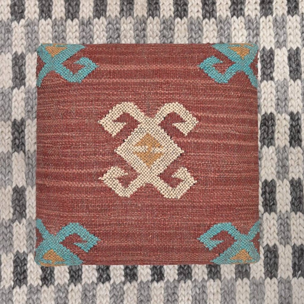 Navajo Red Jute Ottoman Stool