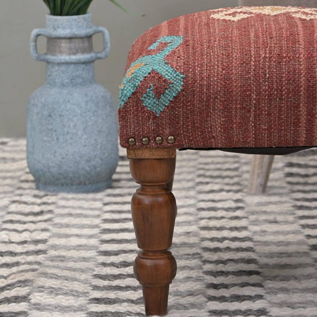 Navajo Red Jute Ottoman Stool